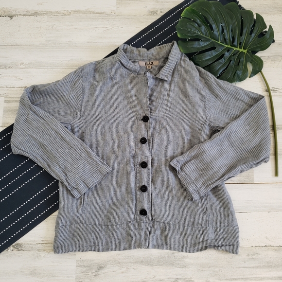 Flax | Jackets & Coats | Flax Linen Lightweight Blazer Jacket Stripe ...